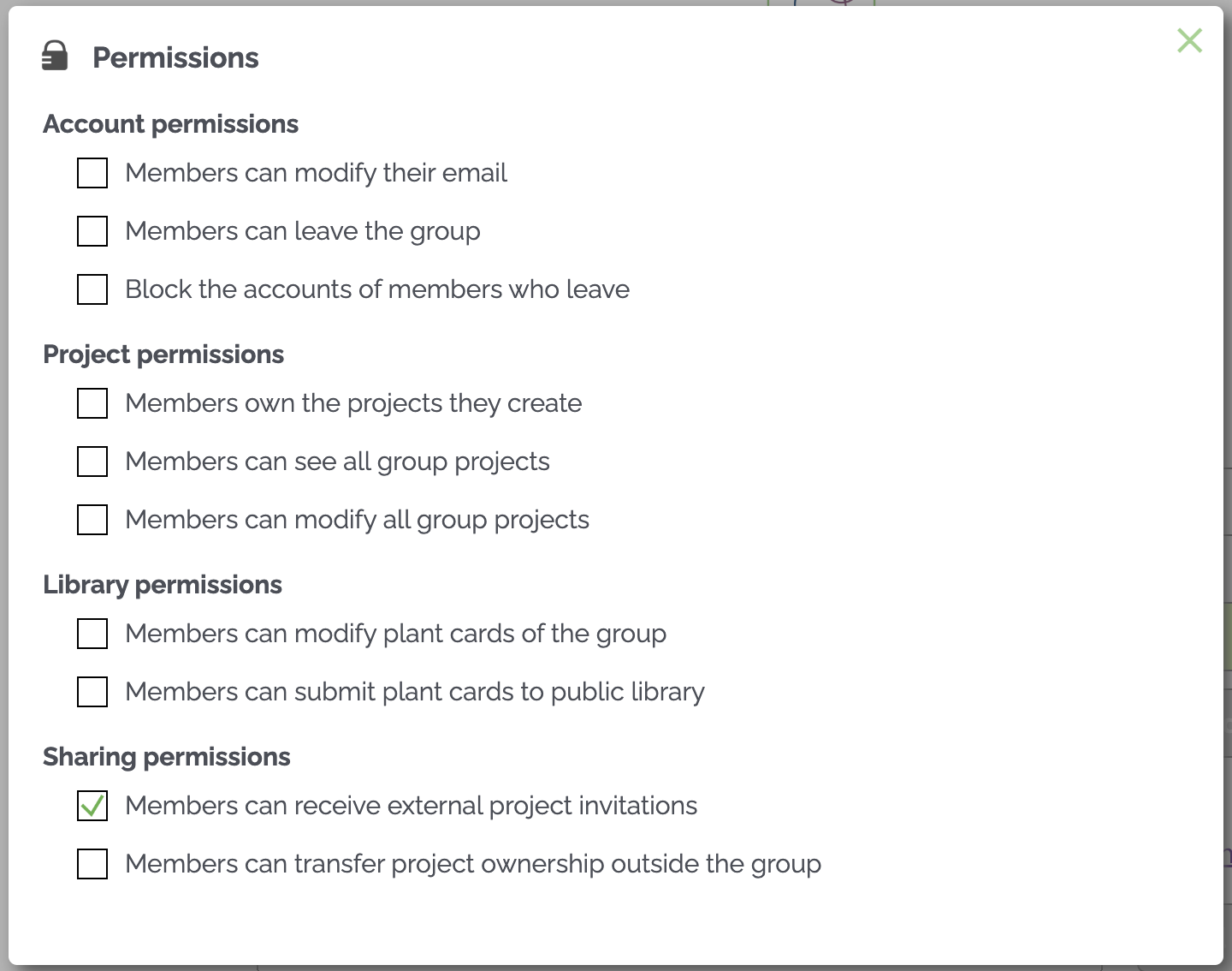 Permissions management for drawing and inventory applications
